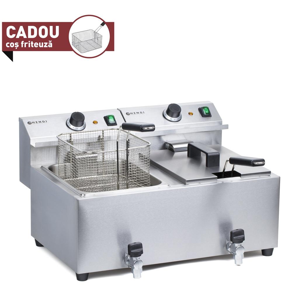 Friteuza electrica profesionala dubla 2x8 litri, inox, 2x3500W, Hendi Mastercook